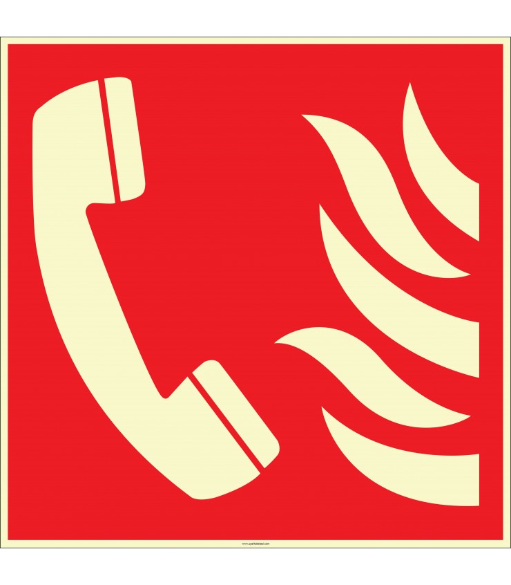 Fosforlu Acil Yangın Telefonu İşareti Levhası/Etiketi
