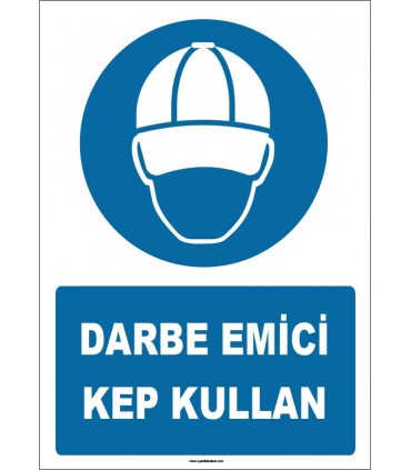 Darbe Emici Kep Kullan İkaz Levhası/Tabelası/Etiketi
